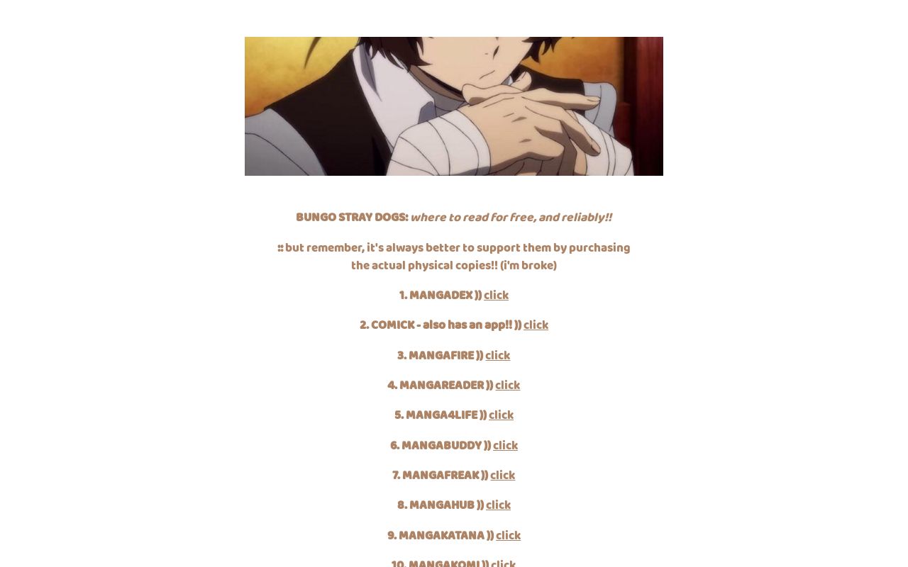Websites to read BSD manga for free!